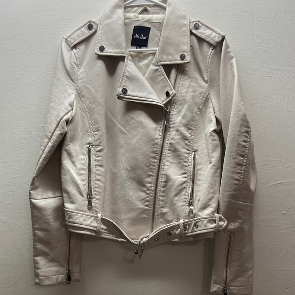 Me Jane | Jackets & Coats | Me Jane Womens Offwhite Faux Leather Jacket ...